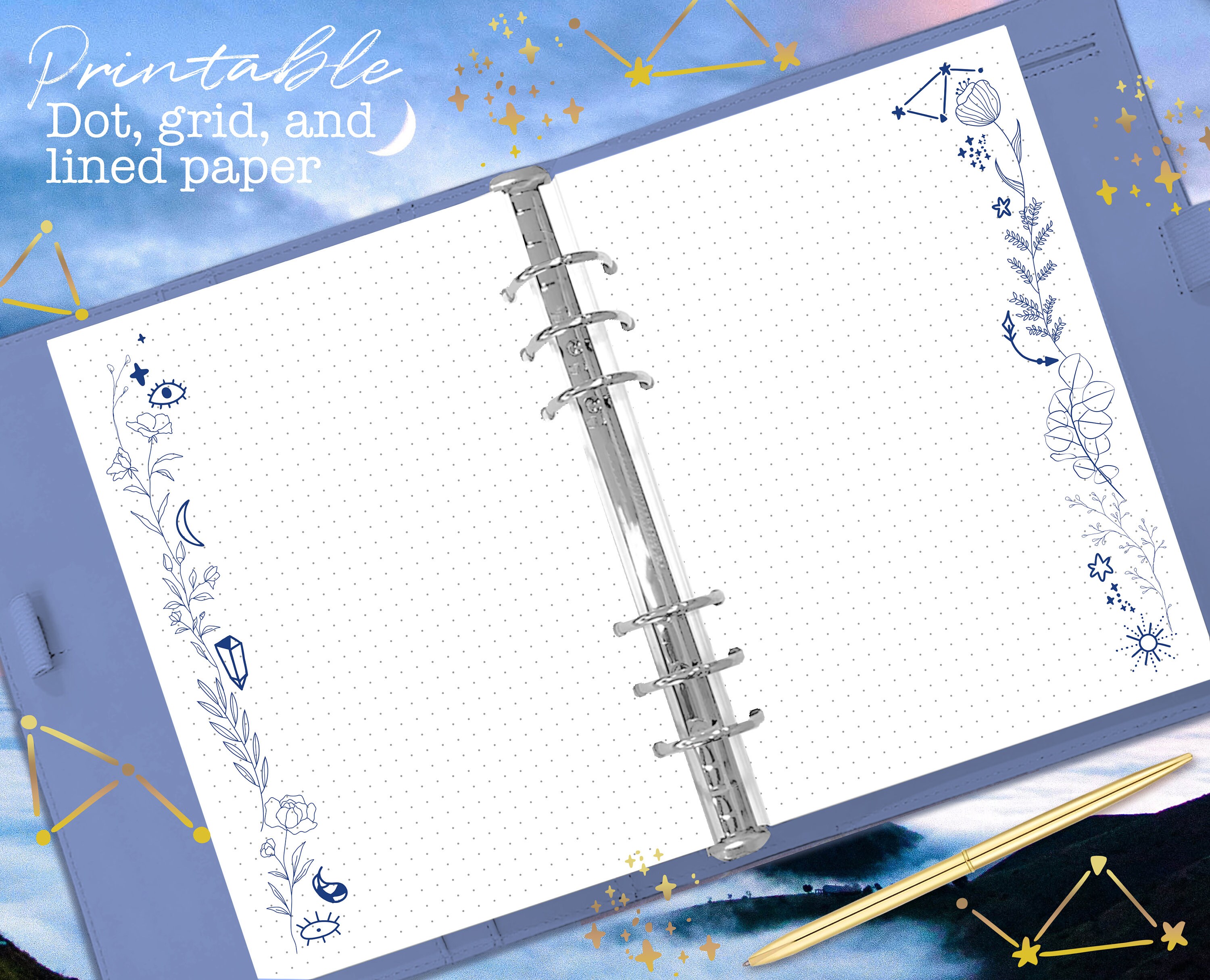 Printable Dotted,lined and Squared Paper Inserts for Journals and ...