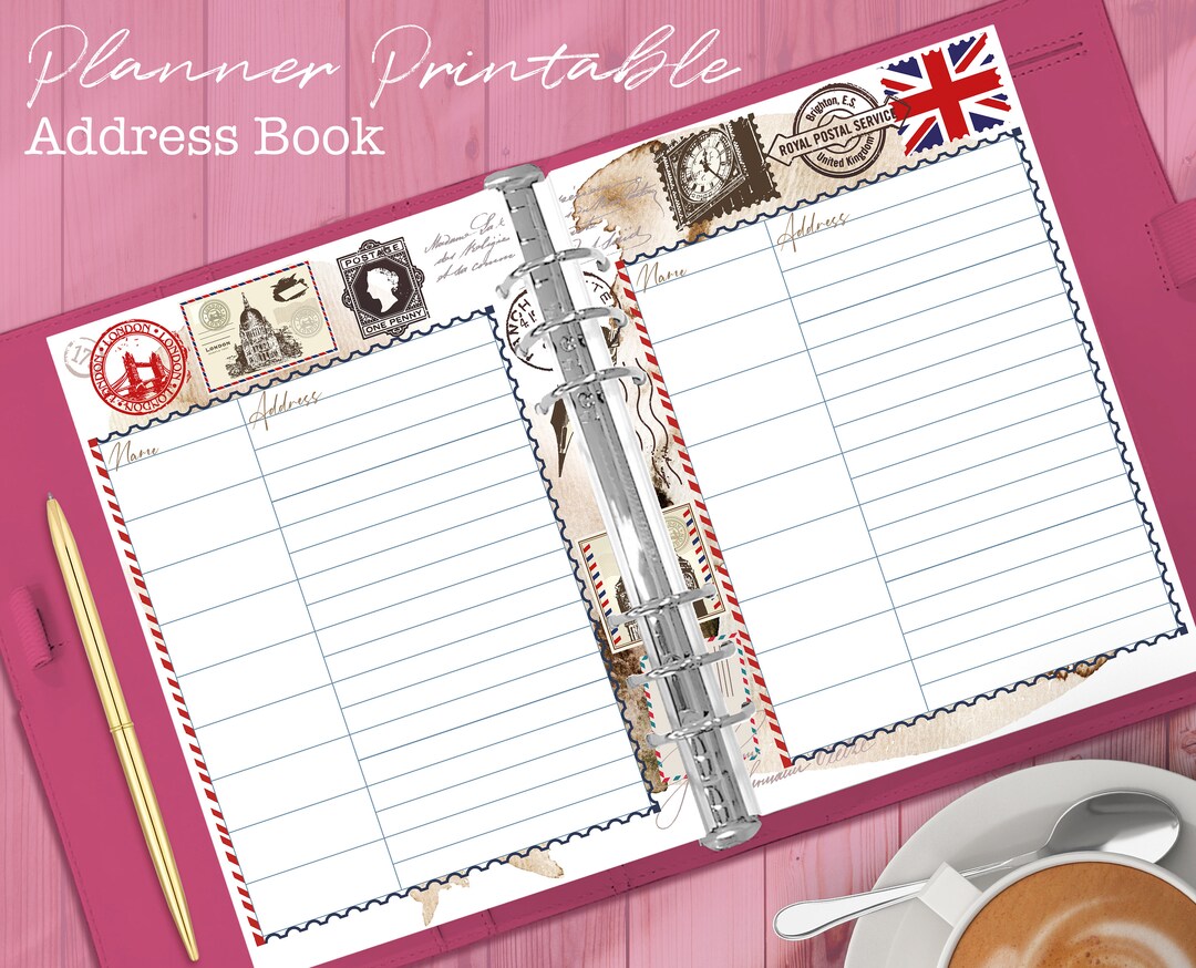 Printable Vintage Style Address Book for Planners and Journals – Fits ...