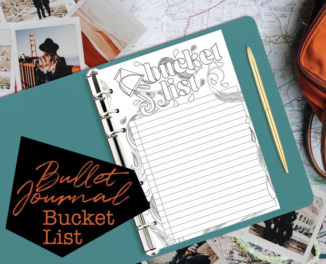 Printable Bucket List Tick List for Planners and Journals – Fits A5 and ...