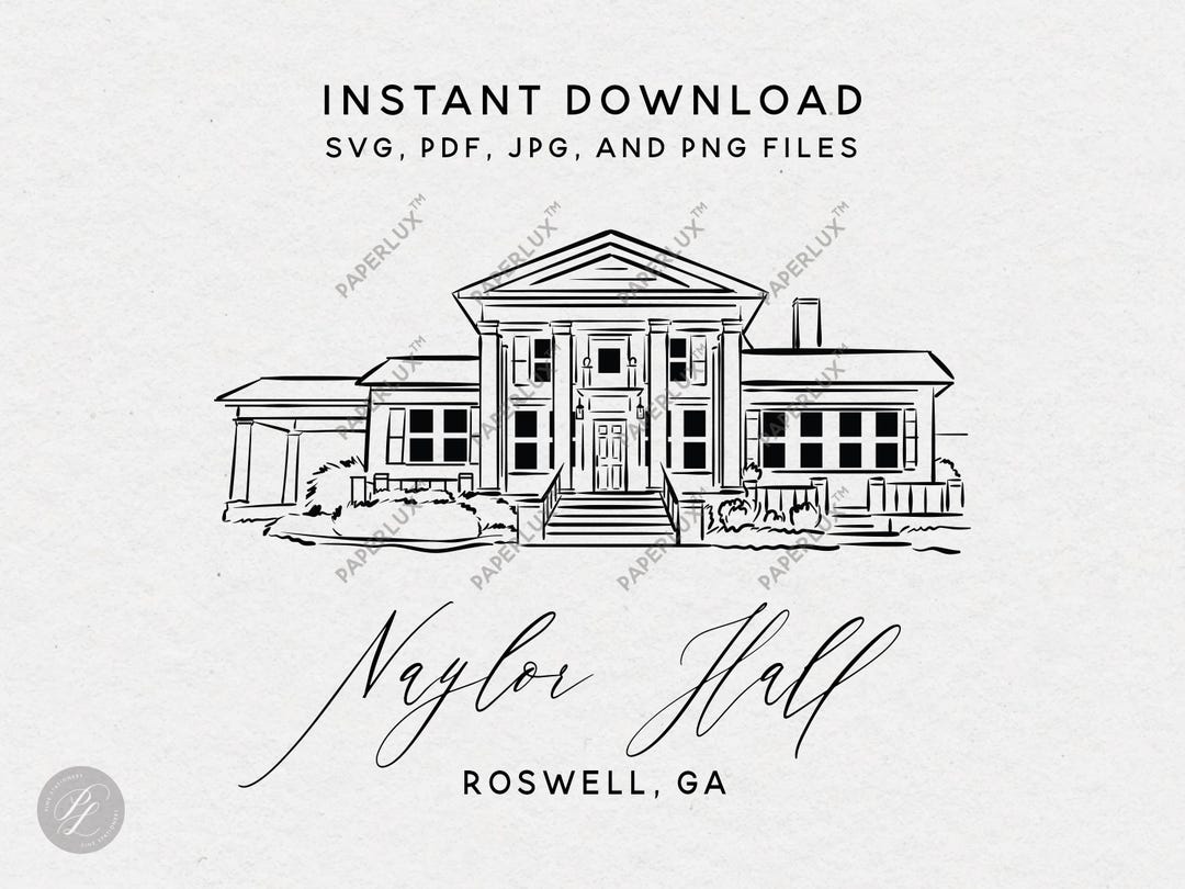 Naylor Hall Wedding Venue Illustration – Roswell GA Clip Art for ...