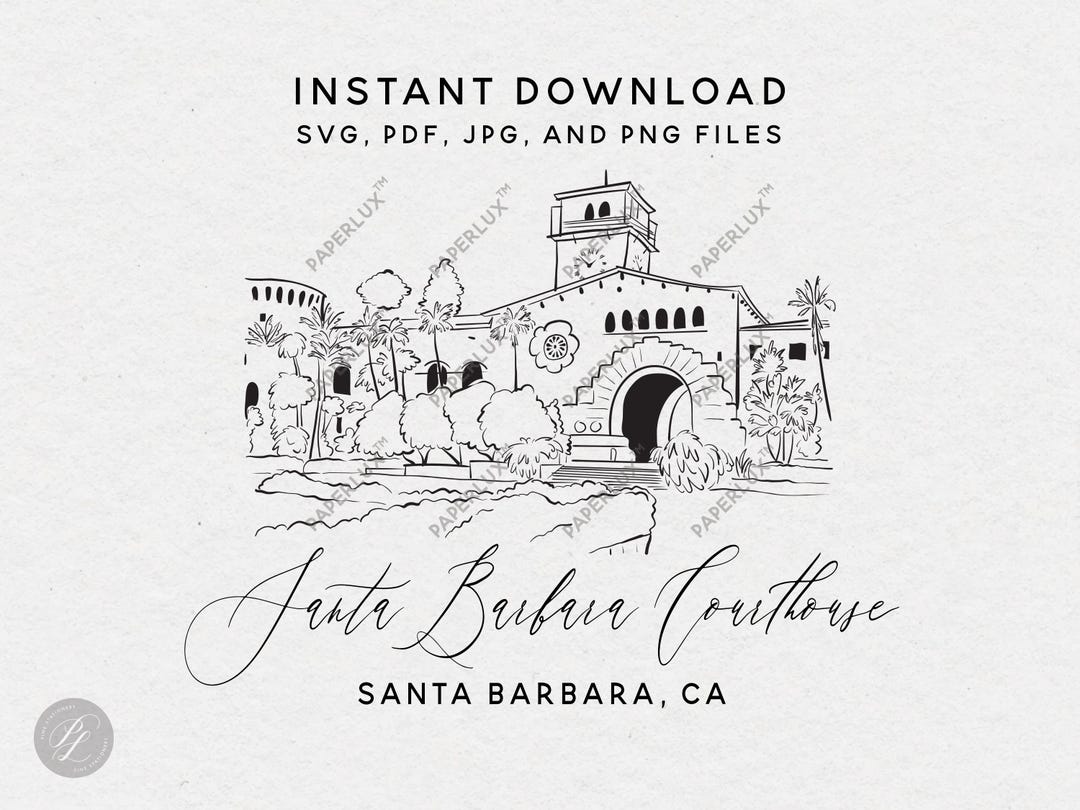 Santa Barbara Courthouse Wedding Art – California Venue Clipart – Svg ...