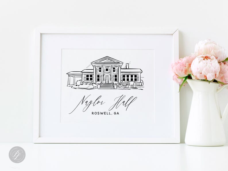 Naylor Hall Wedding Venue Illustration – Roswell GA Clip Art for ...