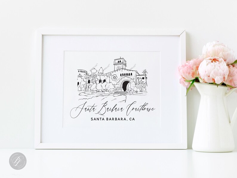 Santa Barbara Courthouse Wedding Art – California Venue Clipart – Svg ...