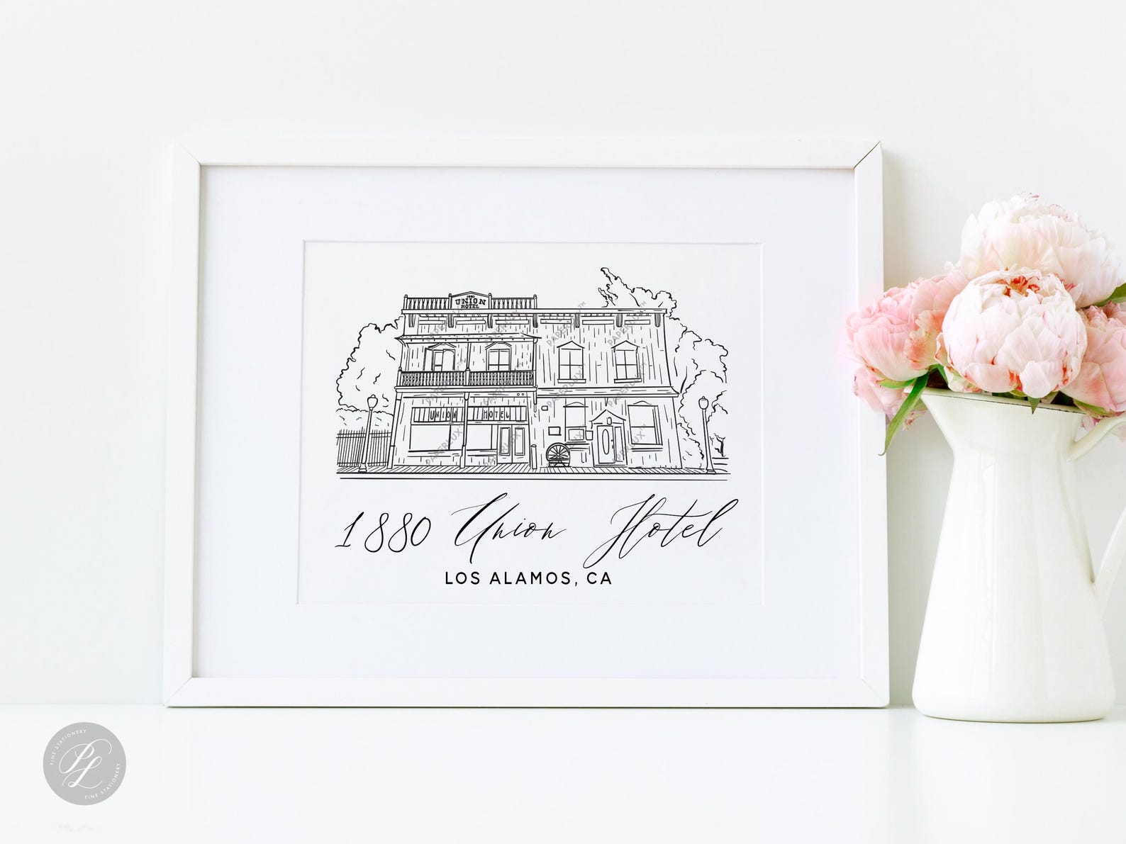 1880 Union Hotel Wedding Venue Illustration – Los Alamos CA Clip Art ...