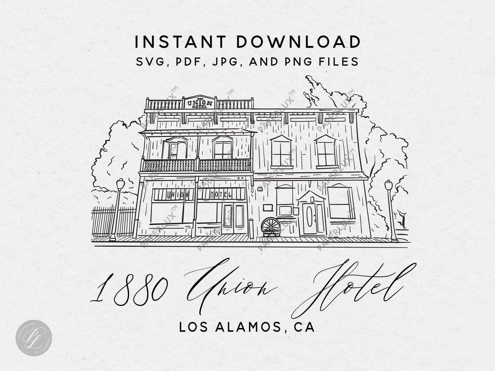 1880 Union Hotel Wedding Venue Illustration – Los Alamos CA Clip Art ...