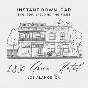1880 Union Hotel Wedding Venue Illustration – Los Alamos CA Clip Art ...