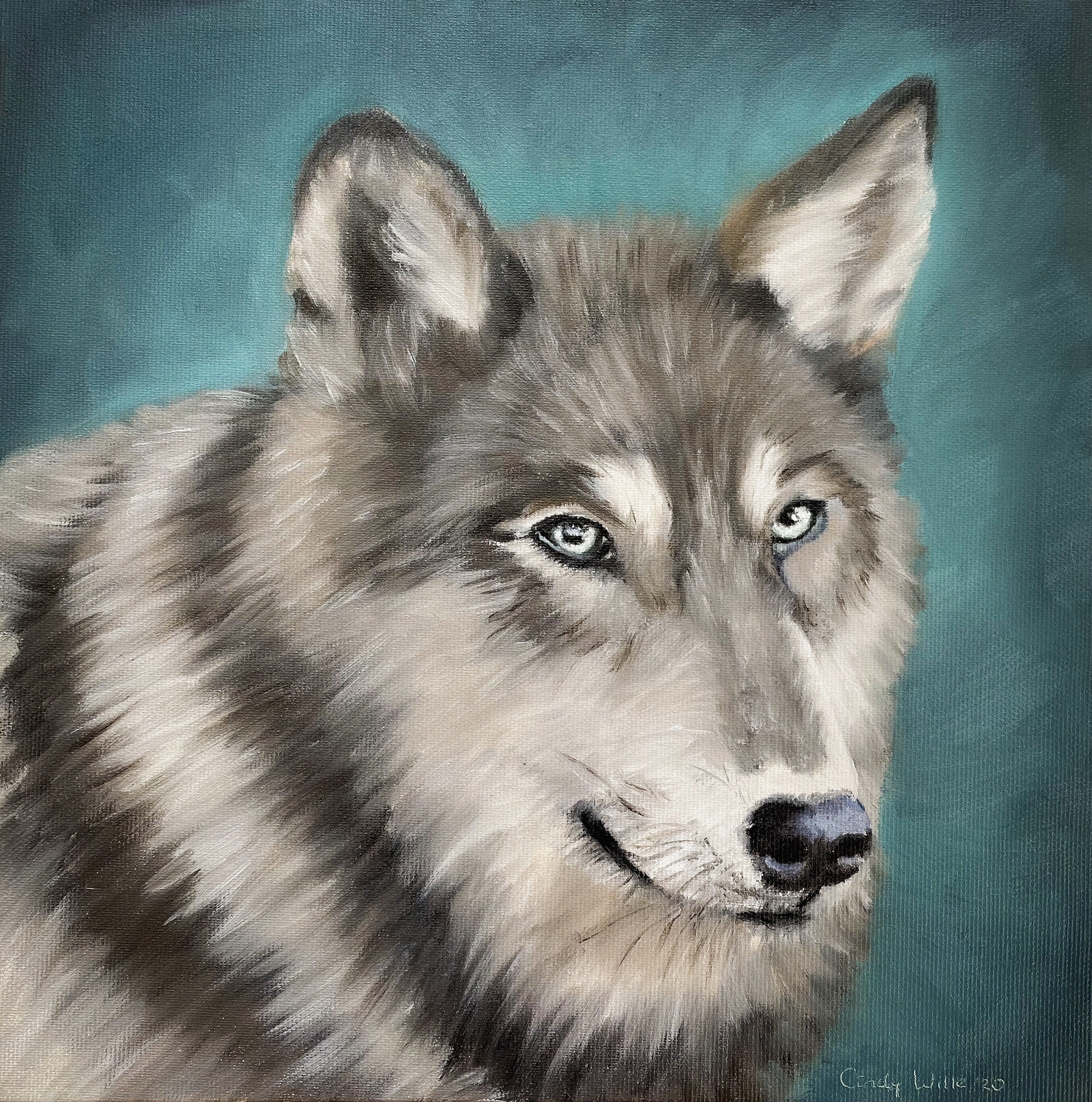 Original Wolf Portrait Oil Paint Wildlife Art Animal - Etsy