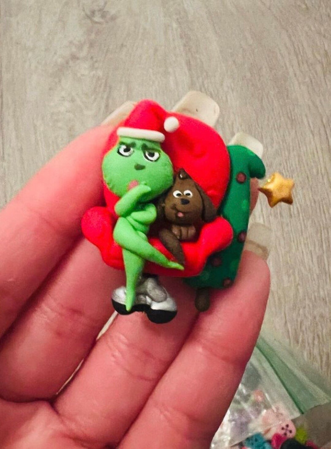 Christmas Famous Character Grinch Clays Polymer Clay Bow - Etsy