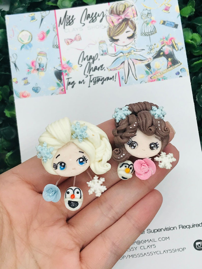 Anna Elsa Frozen Olaf Clay Clays for Bows - Etsy