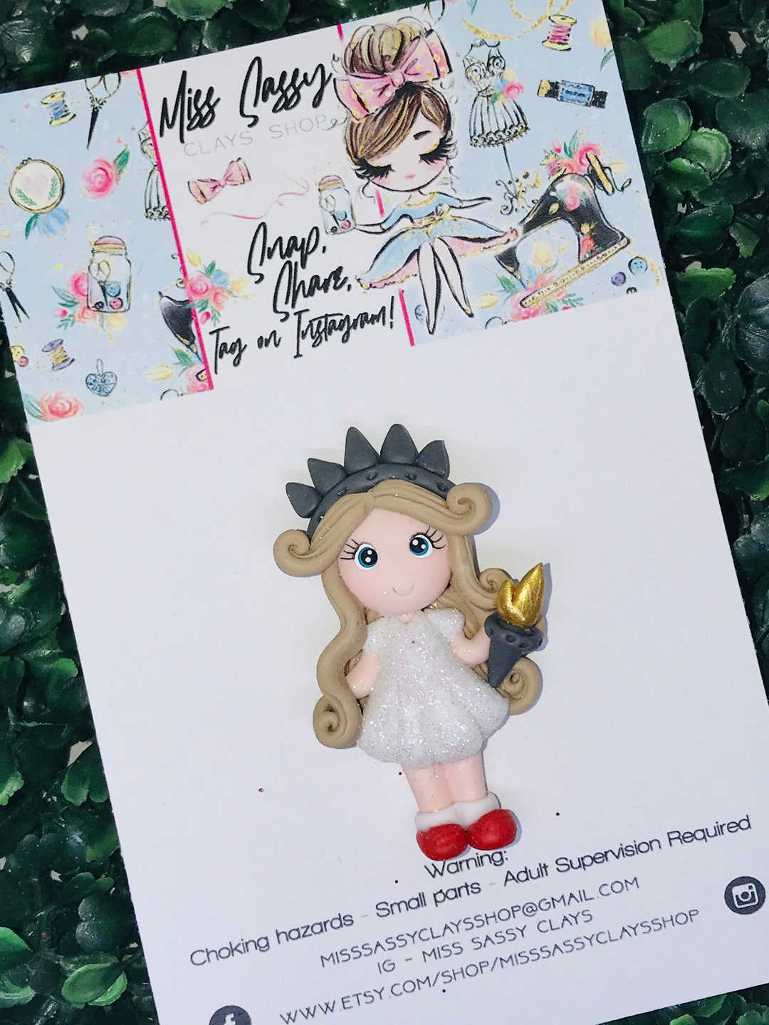 4th of July Liberty Doll Girl Independence Day Clay Clays for Bows ...