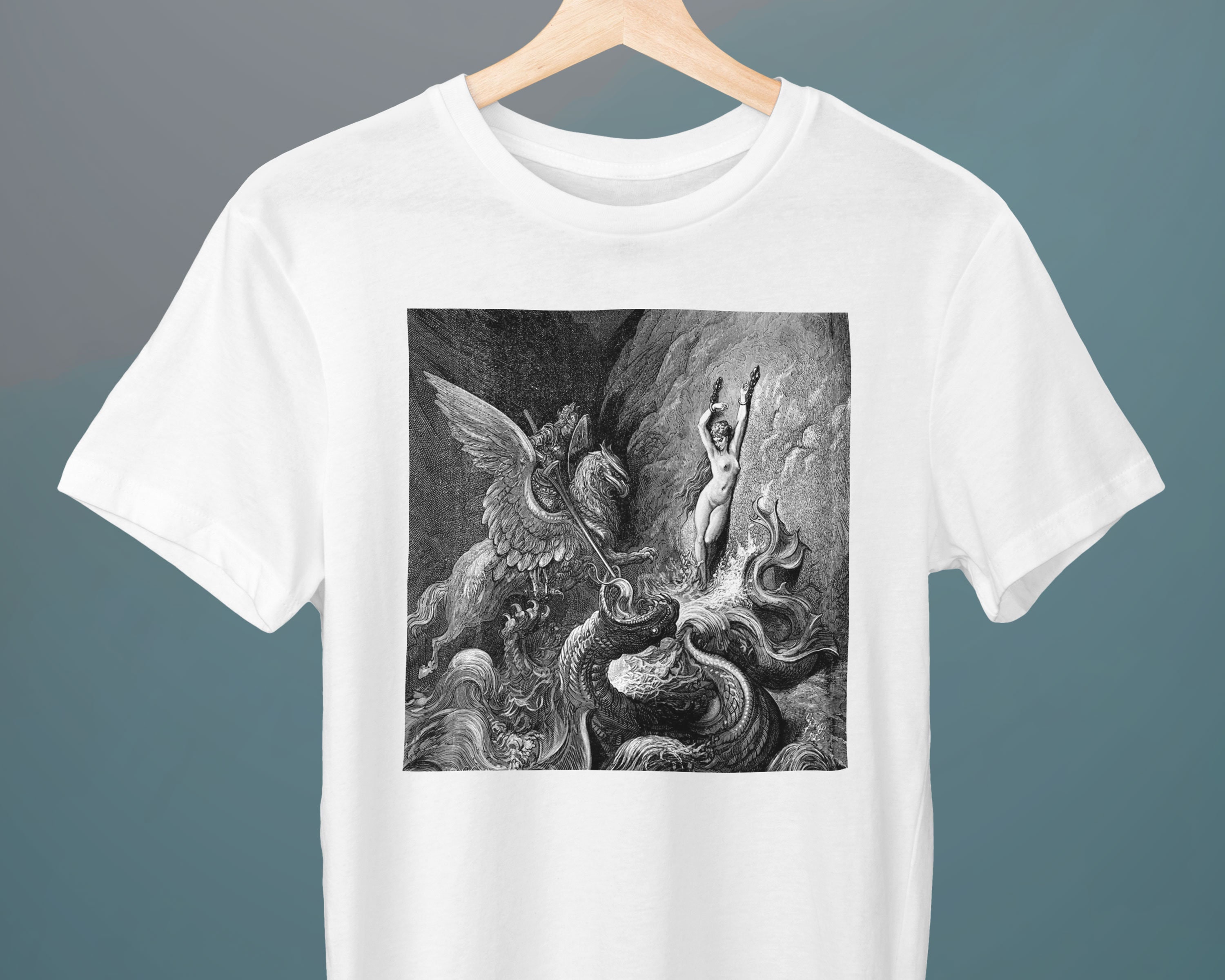 Ruggiero Rescuing Angelica, Orlando Furioso, Gustave Dore, Unisex T ...