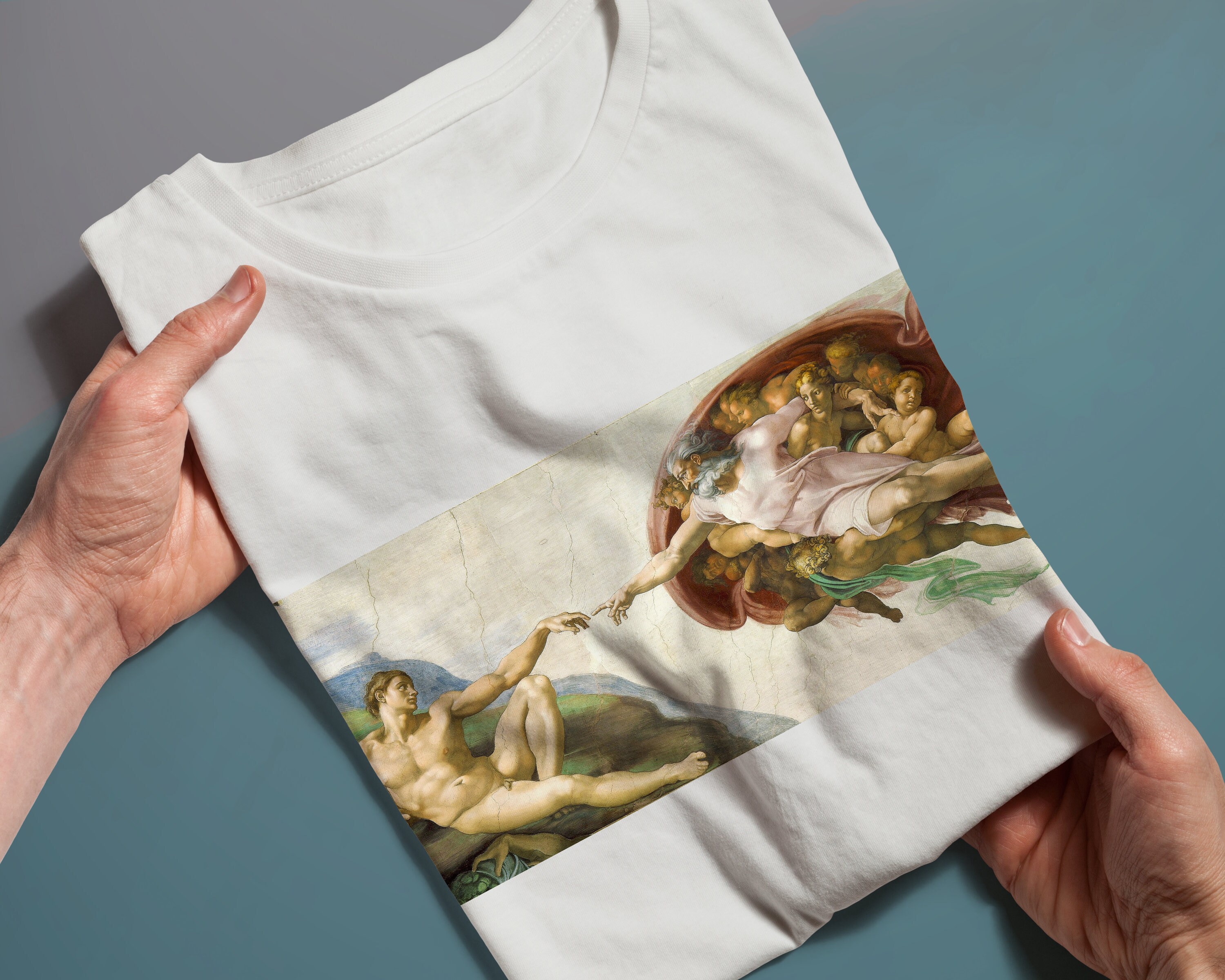 The Creation of Adam Michelangelo Painting Unisex T-Shirt | Etsy