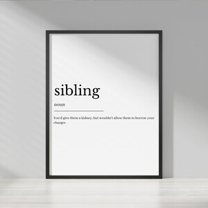 Funny Wall Art Definition Print Sibling Definition - Etsy