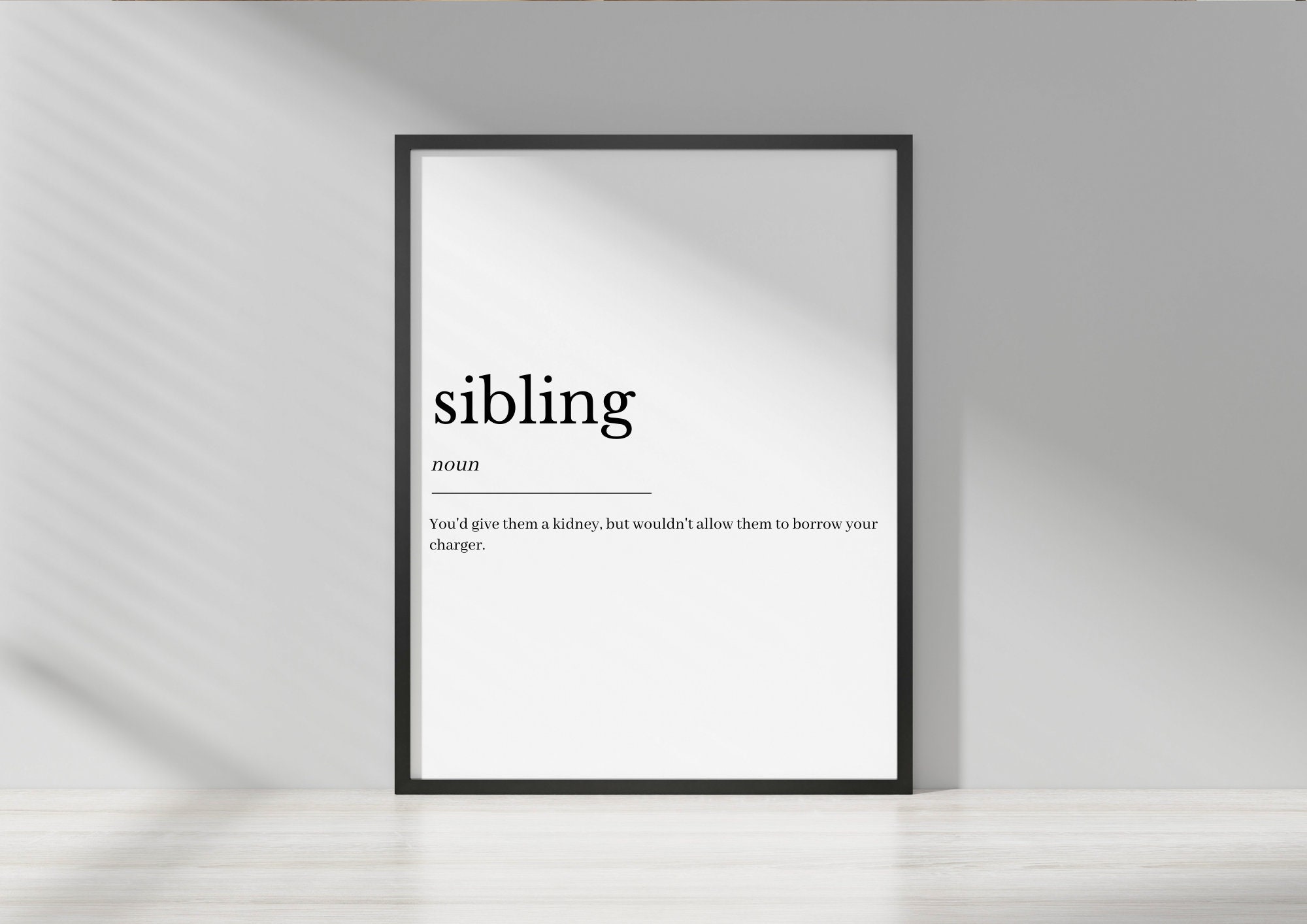 Funny Wall Art, Definition Print, Sibling Definition, Definition, Funny ...