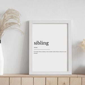 Funny Wall Art Definition Print Sibling Definition - Etsy