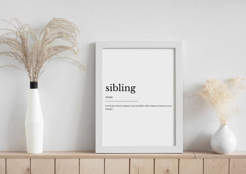 Funny Wall Art Definition Print Sibling Definition - Etsy