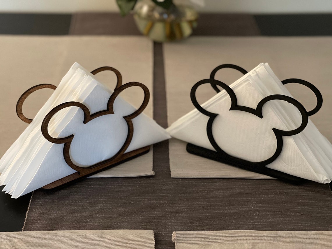 Mickey Mouse Themed Napkin Holder Laser Cut Wood - Etsy