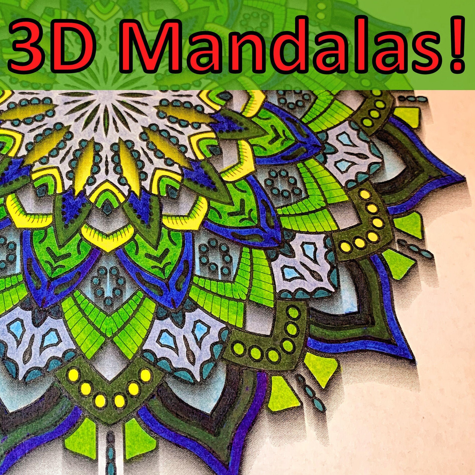 3D Mandala Coloring Pages - Etsy