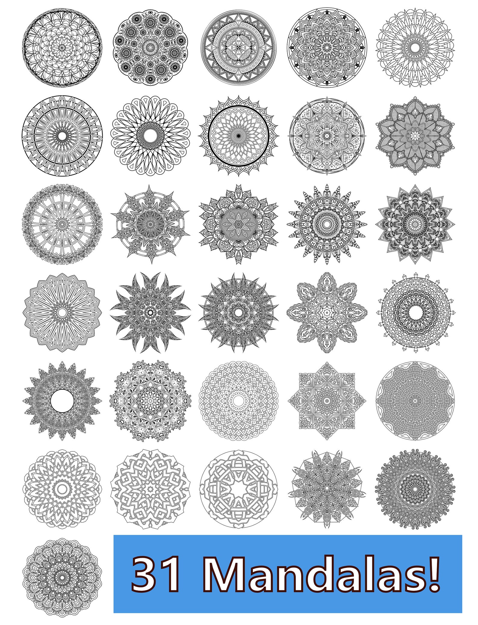 Coloring Pages — High Resolution Mandalas - Etsy