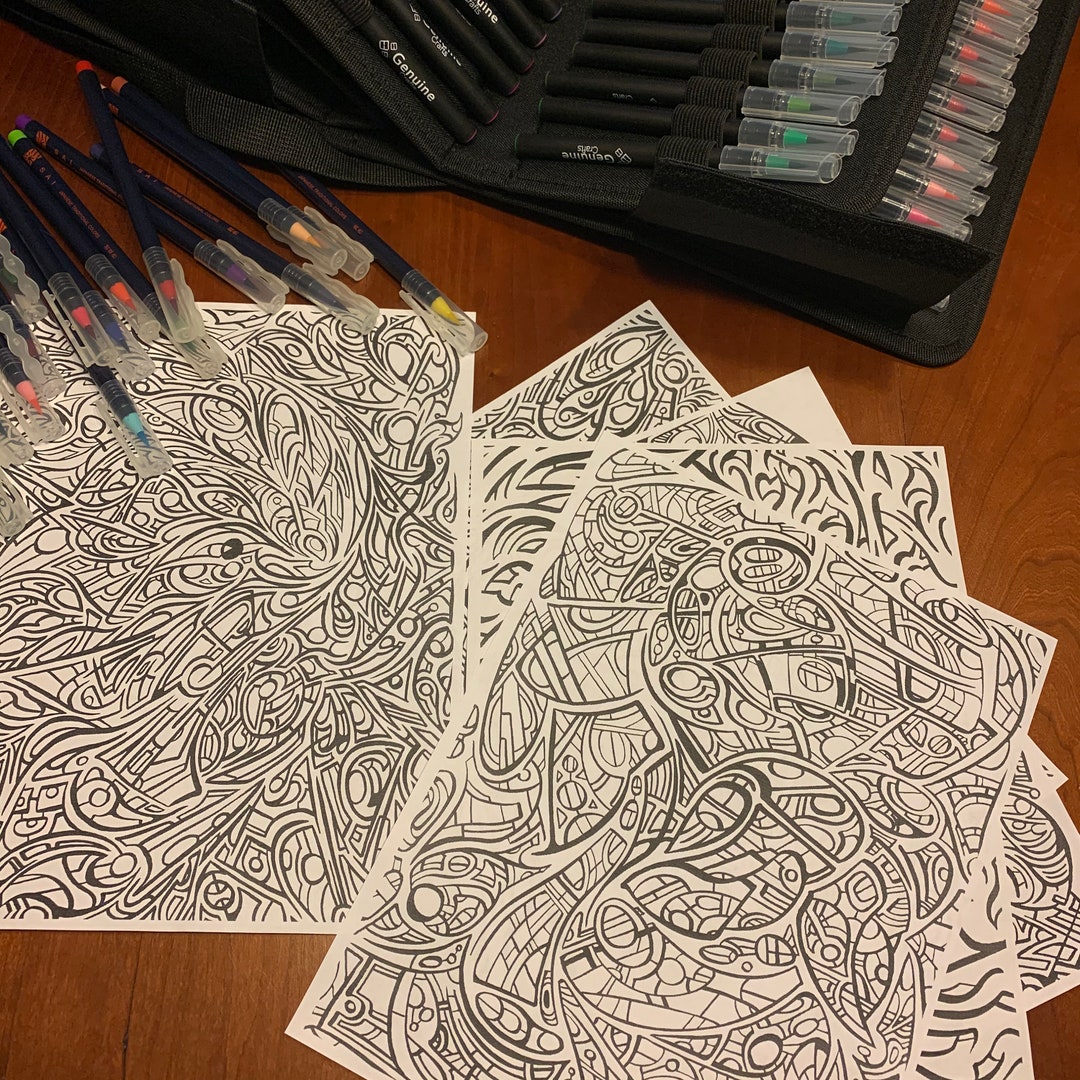 5 Challenging Coloring Pages, Fun for Adults and Children: the Swirly ...