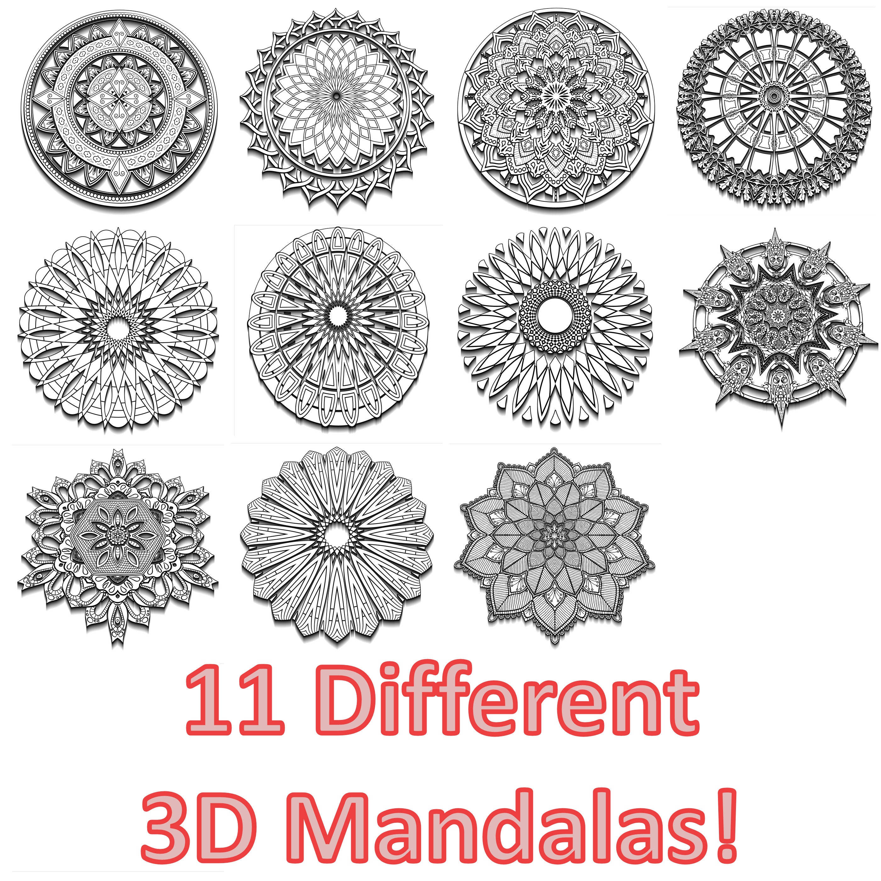 3D Mandala Coloring Pages - Etsy