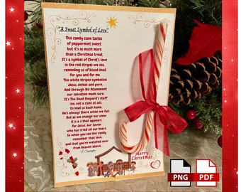 PRINTED Legend of the Candy Cane Tag, Set of 24, Candy Cane Poem ...