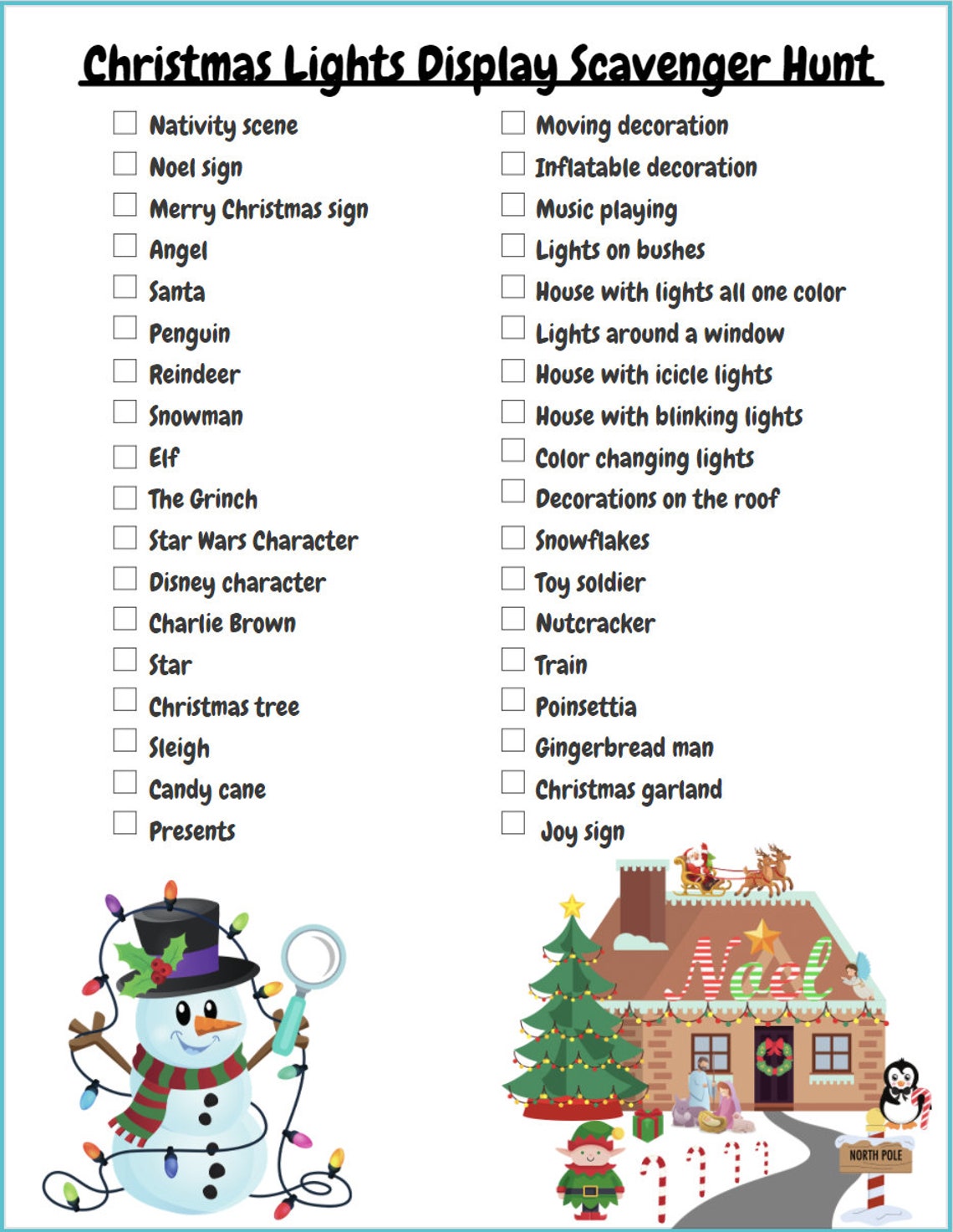 Christmas Lights Display Scavenger Hunt- Family Activity- Youth ...