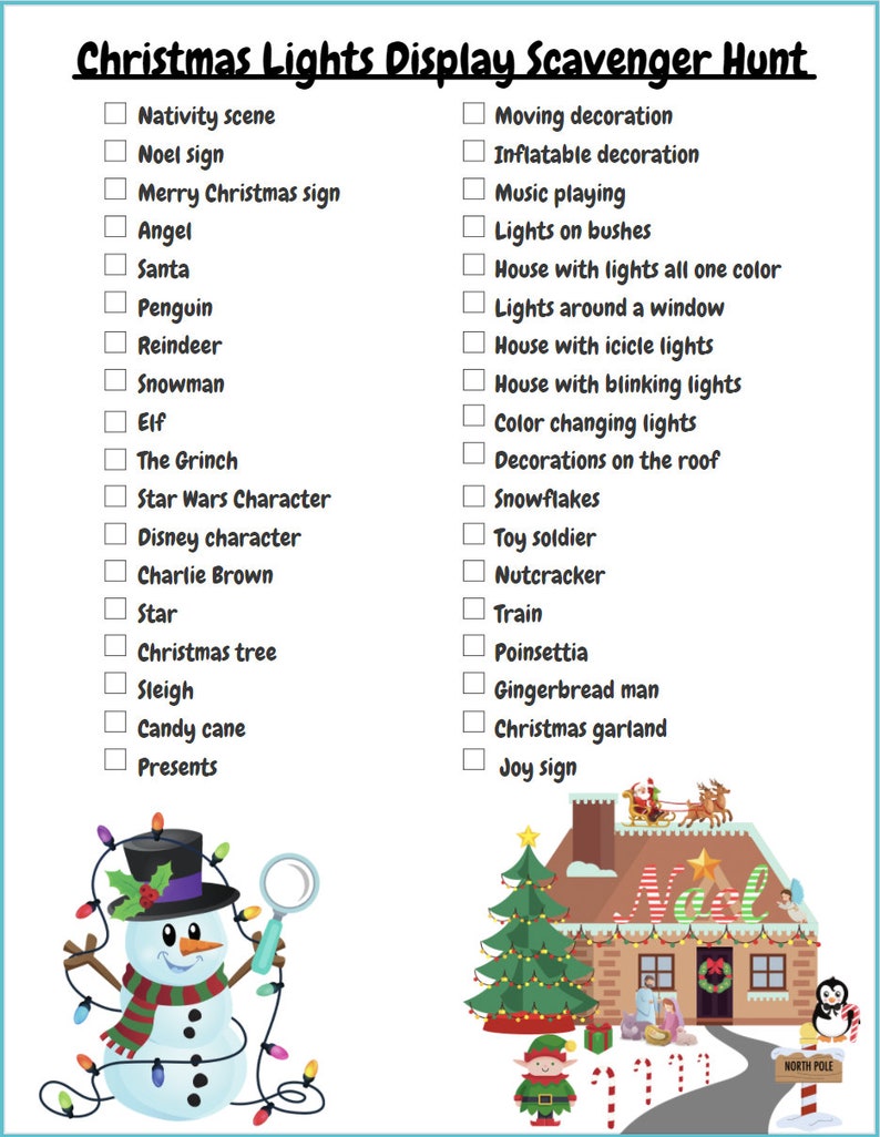 Christmas Lights Display Scavenger Hunt- Family Activity- Youth ...