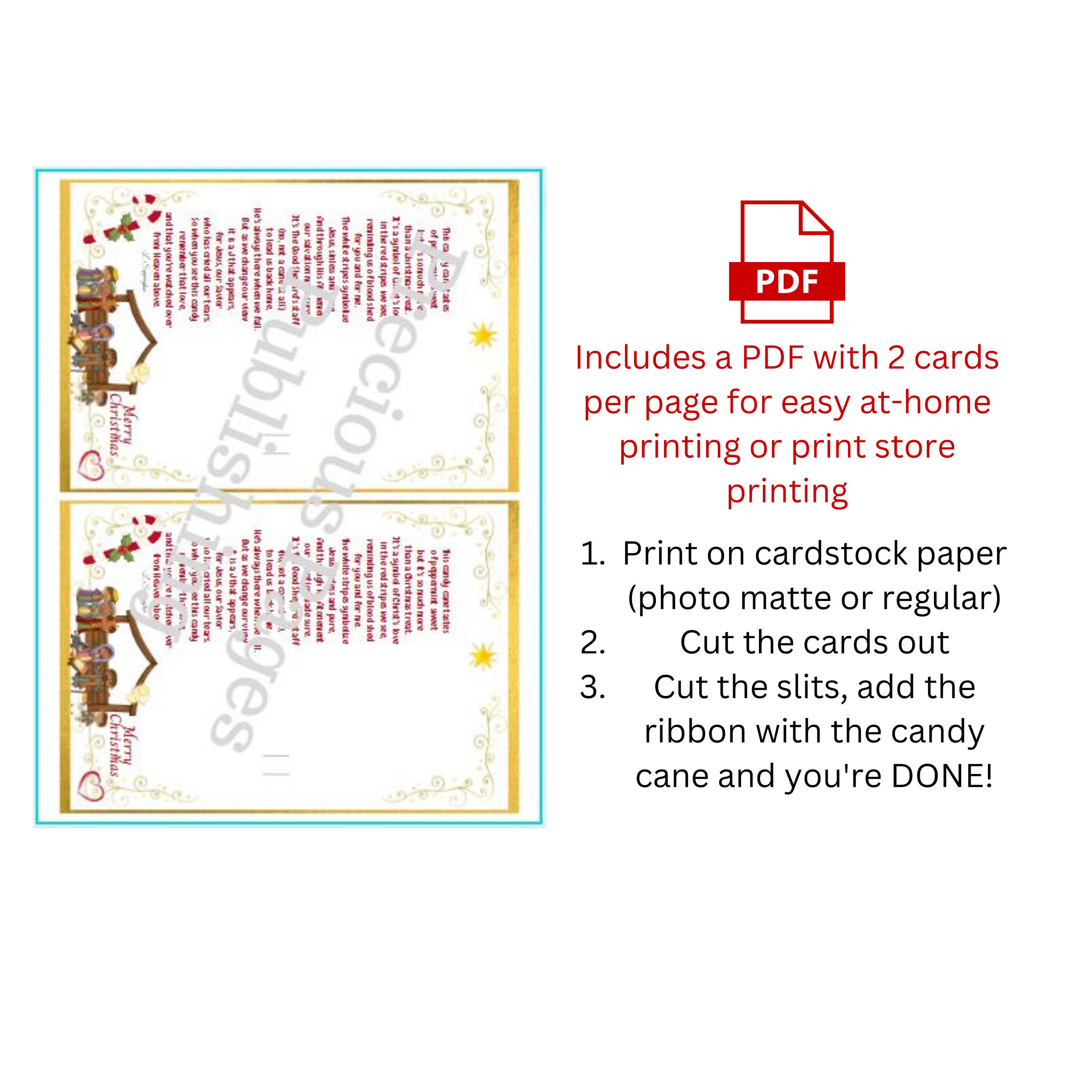 Candy Cane Legend Card With Unique Poem-christian Christmas Kids ...