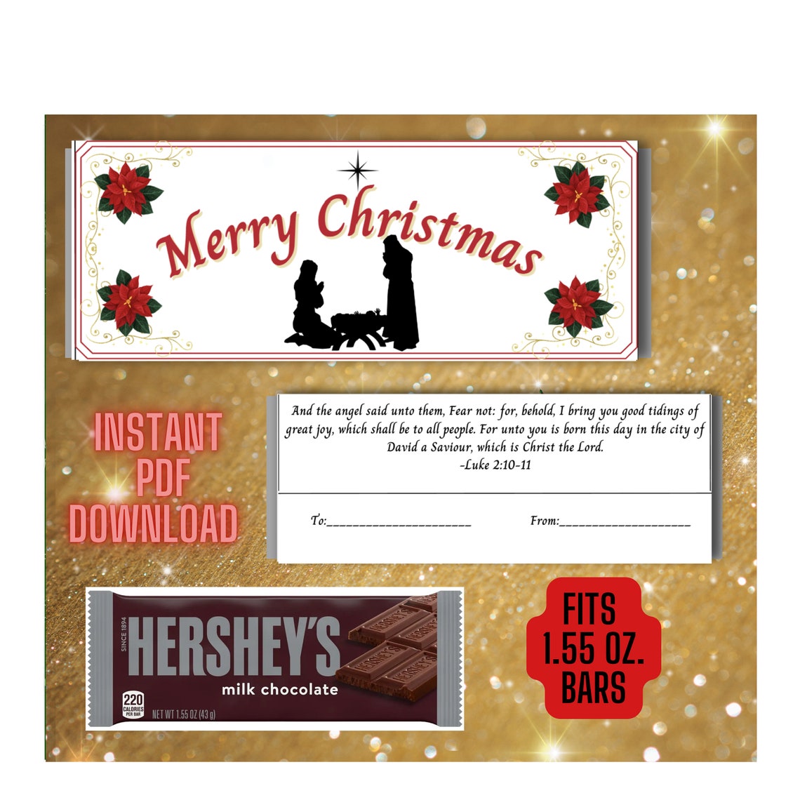 PDF Candy Wrapper Nativity & Scripture Regular Size 1.55oz Hershey's ...