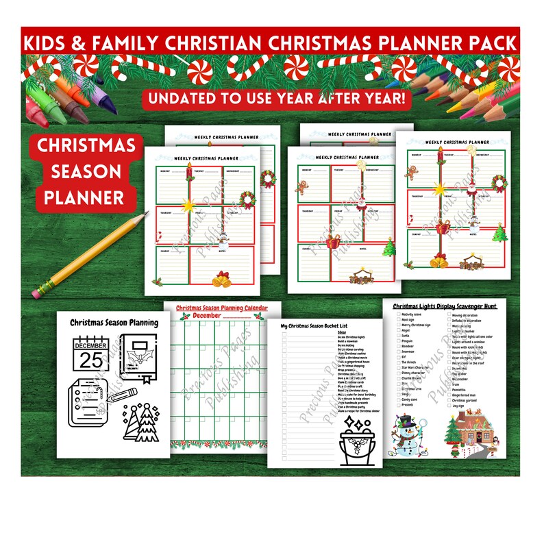 Kids & Family Christian Christmas Planner Pack- Printable PDF- 30 ...