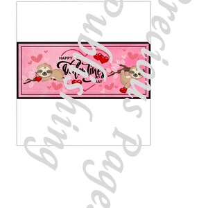 Happy Valentine's Day Sloths Candy Wrapper for Standard Size Hershey's ...