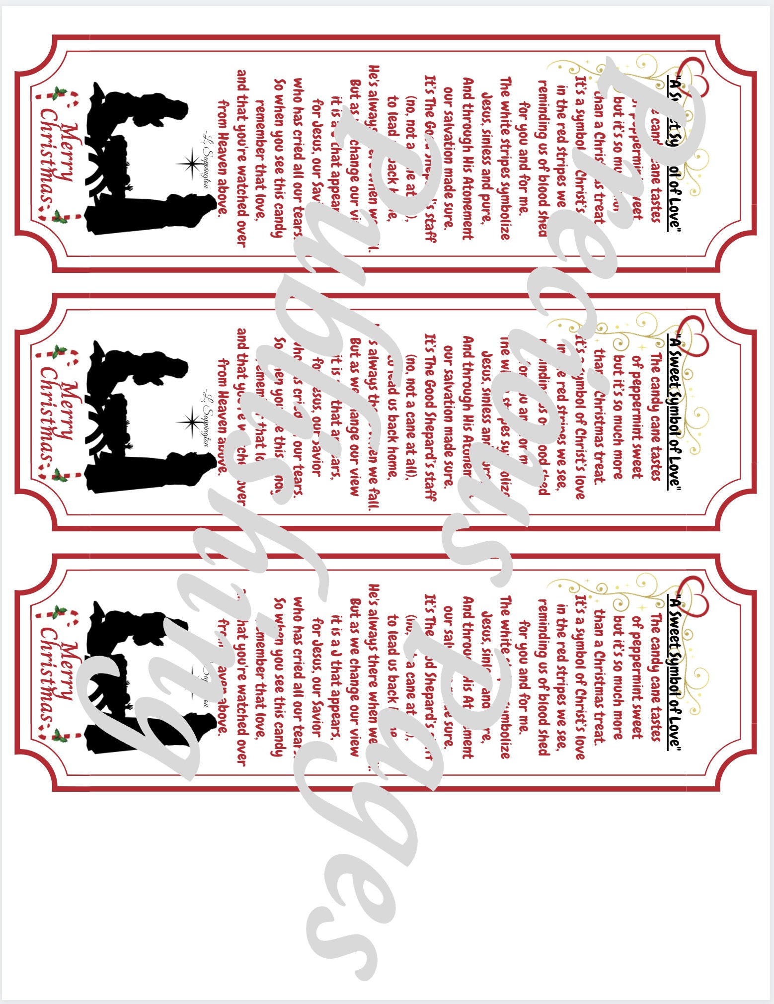 Gift Tag or Bookmark Original Poem-"a Sweet Symbol of Love" Christian ...