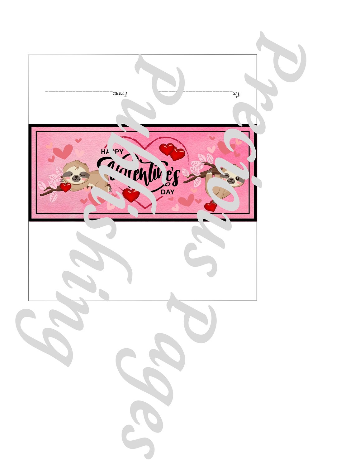 Happy Valentine's Day Sloths Candy Wrapper for Standard Size Hershey's ...