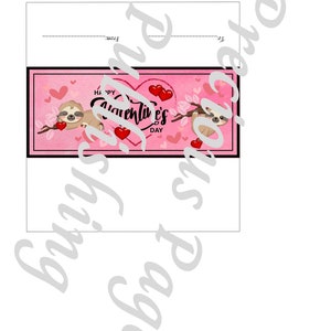 Happy Valentine's Day Sloths Candy Wrapper for Standard Size Hershey's ...