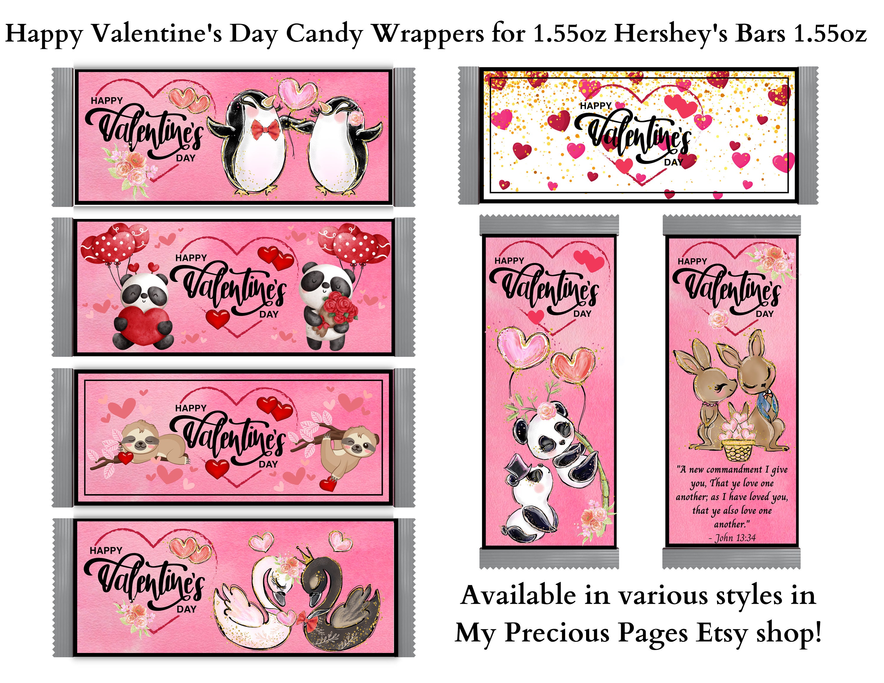 Christian Happy Valentine's Day Kangaroos Candy Wrapper for Standard ...