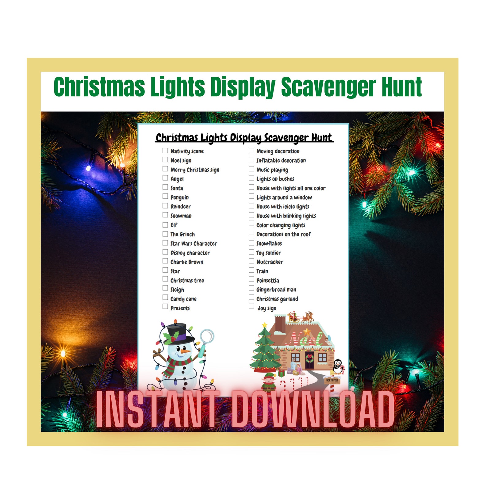 Christmas Lights Display Scavenger Hunt- Family Activity- Youth ...