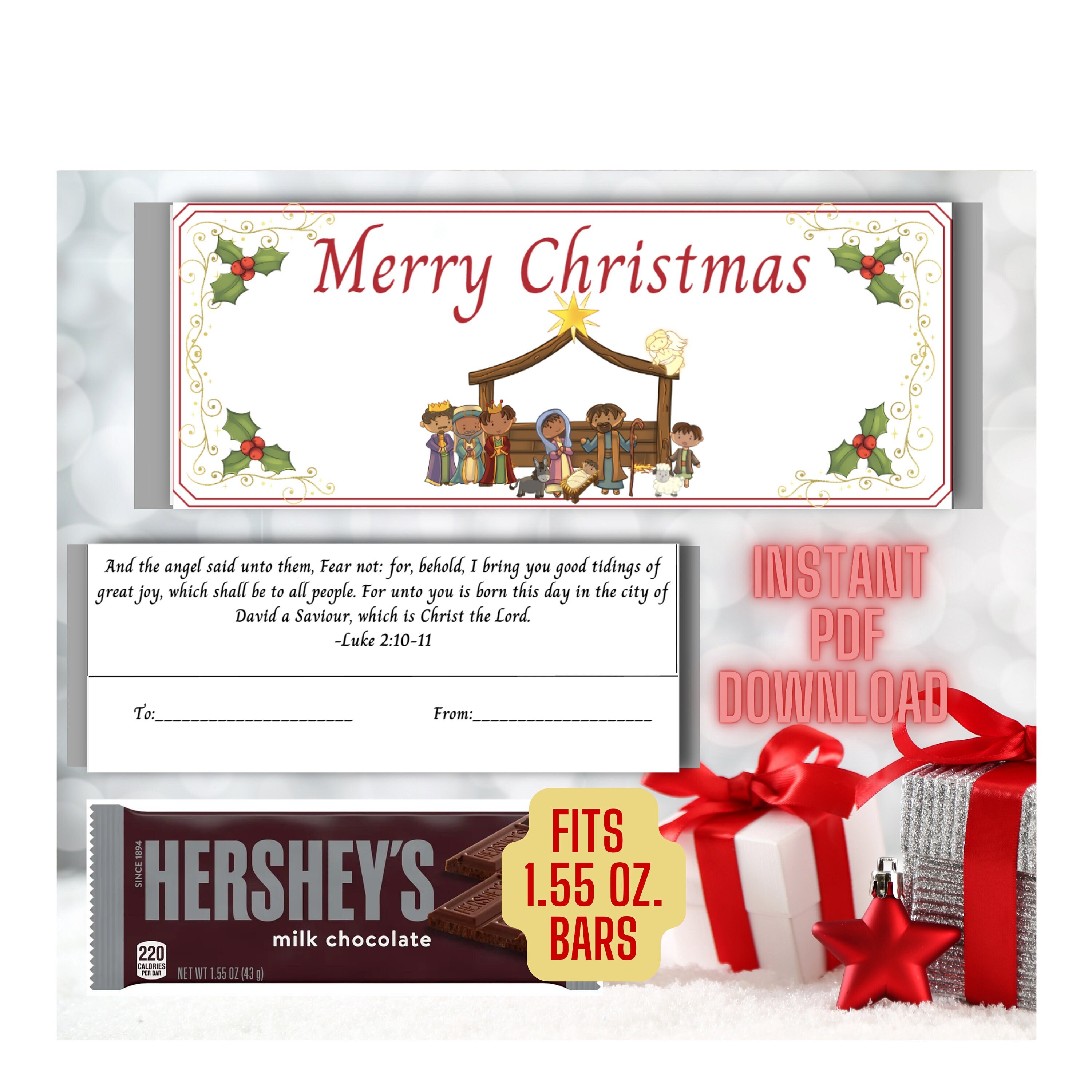 Candy Wrapper Cute Nativity & Scripture Regular 1.55oz Hershey's Bar ...