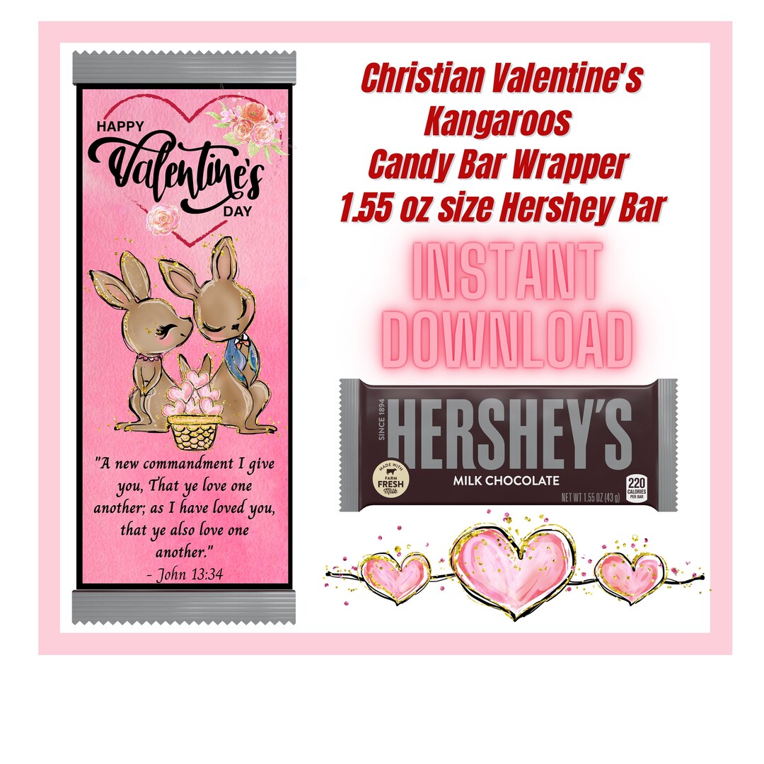 Christian Happy Valentine's Day Kangaroos Candy Wrapper for Standard ...