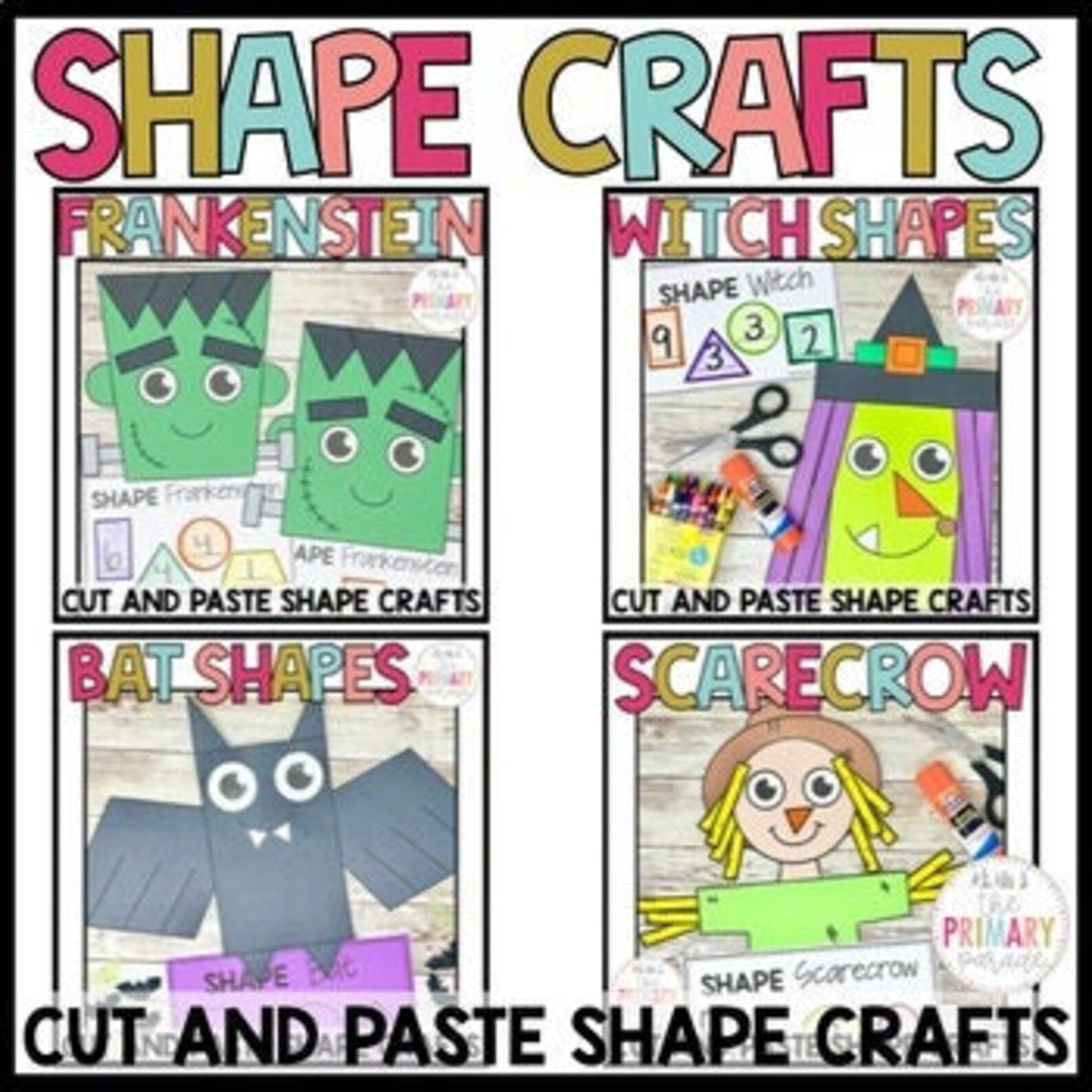 Fall Shape Craft Bundle | Halloween Shape Craft | Frankenstein | Witch ...