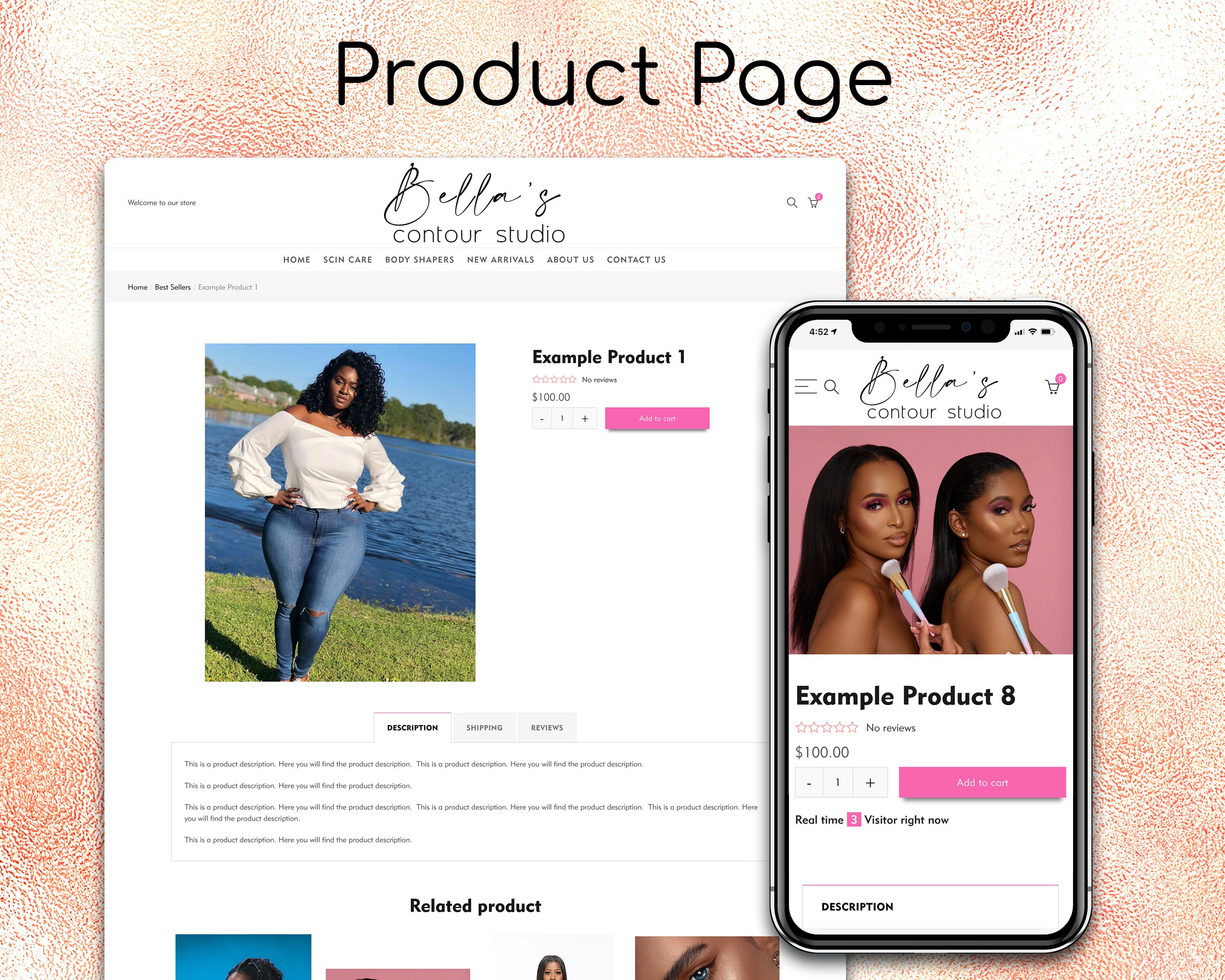 Customizable Colors Shopify Template Fashion Pink Website - Etsy