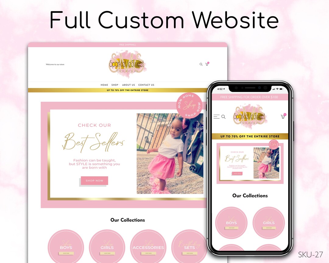 Baby Clothes Website Template Pastel Website Design - Etsy