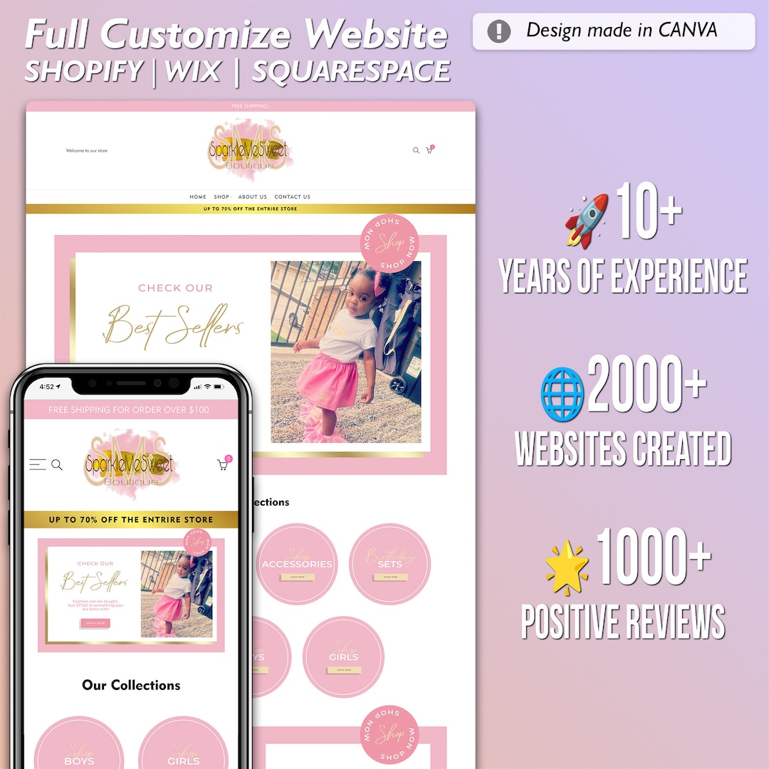 Baby Clothes Website Template Pastel Website Design - Etsy