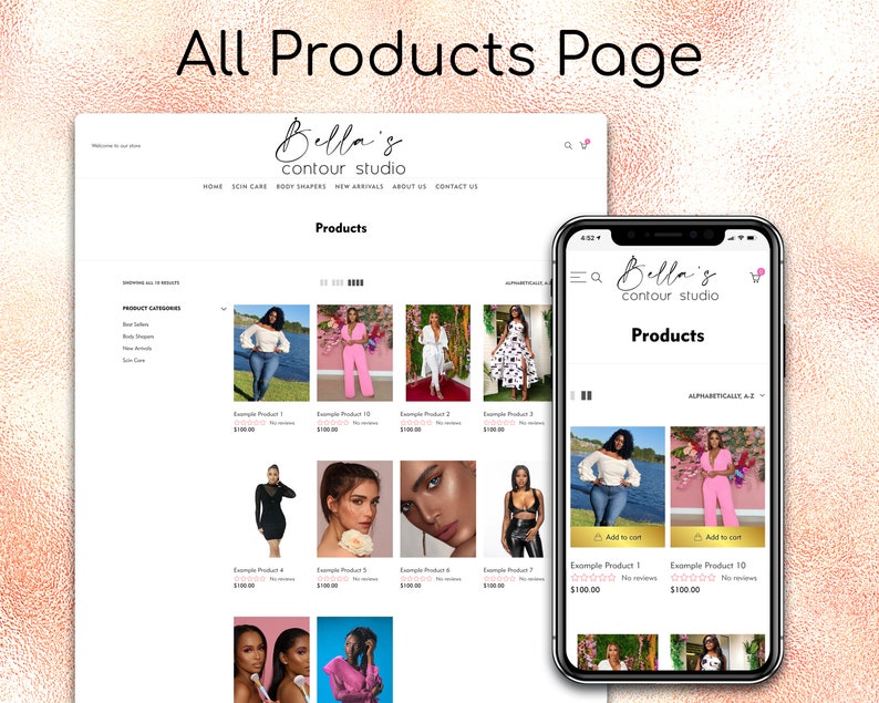 Customizable Colors Shopify Template Fashion Pink Website - Etsy