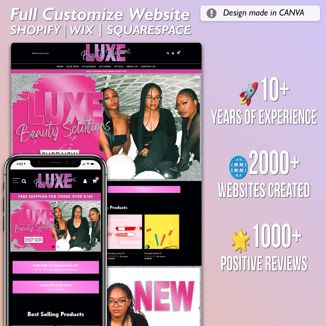 Custom Shopify & Wix Website Design With Canva Banners - Etsy