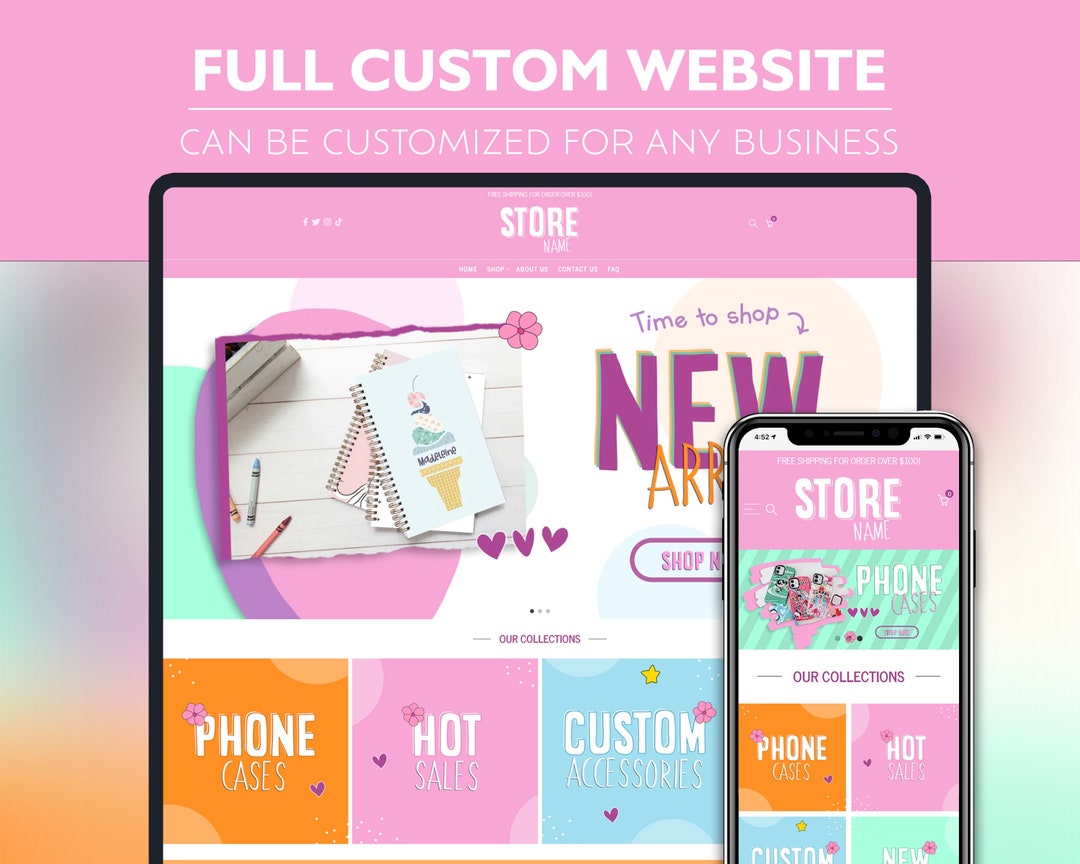 Baby Clothes Website Template, Pastel Website Design, Aesthetic Blogger ...