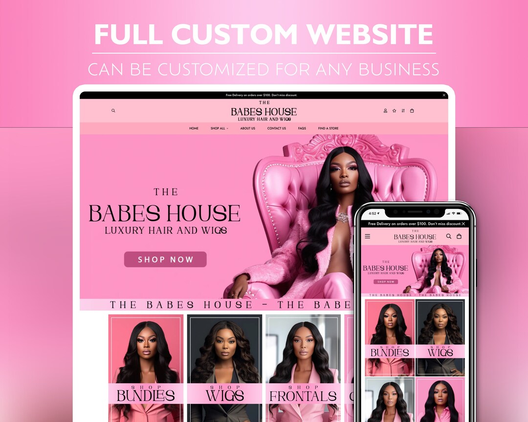 Elegant Pink Website Template: Wix & Shopify Website Design - Etsy