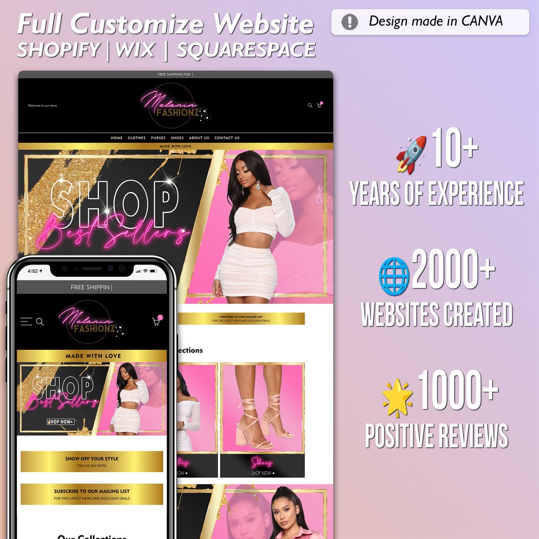 Custom Shopify Business Website, Pink Theme Web Templates, Shopify ...