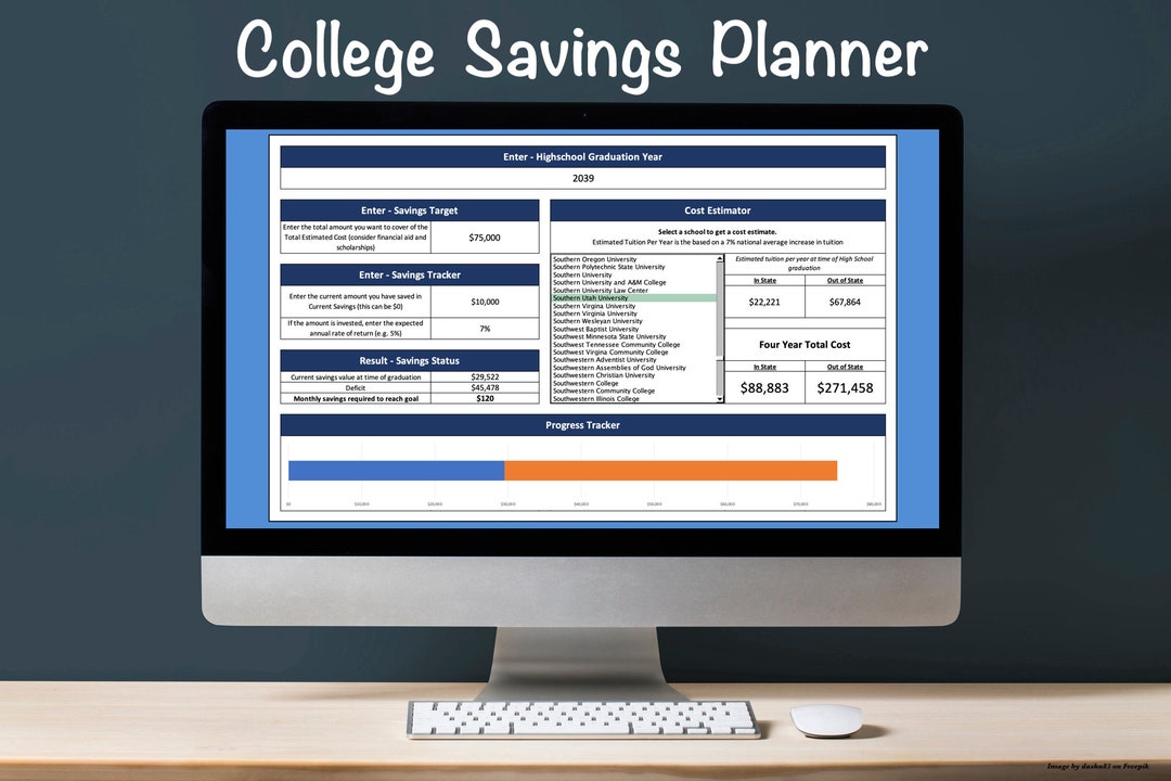 College Savings Spreadsheet Template, Digital College Tuition Planner ...