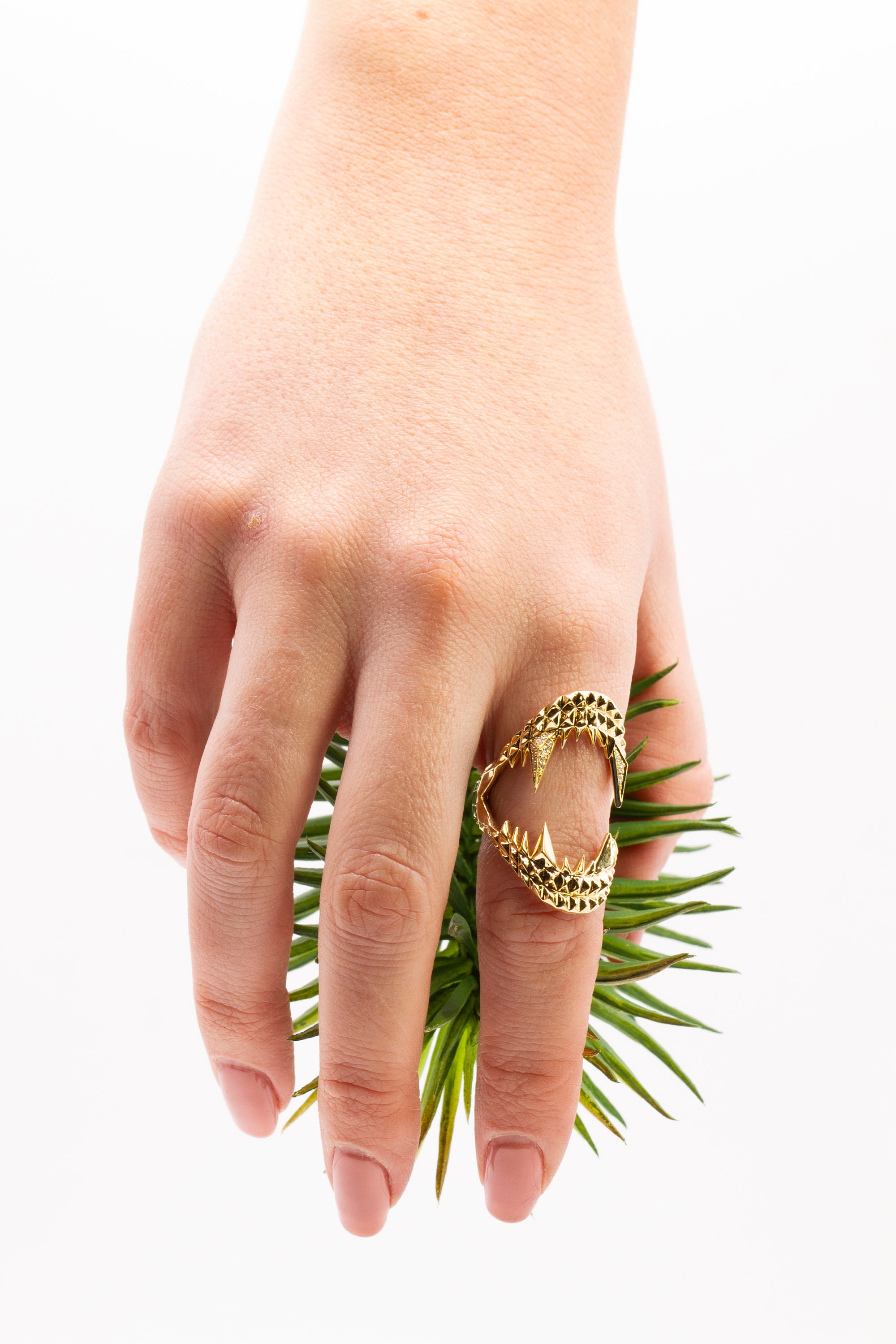 White Gold and Diamond Bite Ring | Gold Ring | Statement Ring | Snake ...